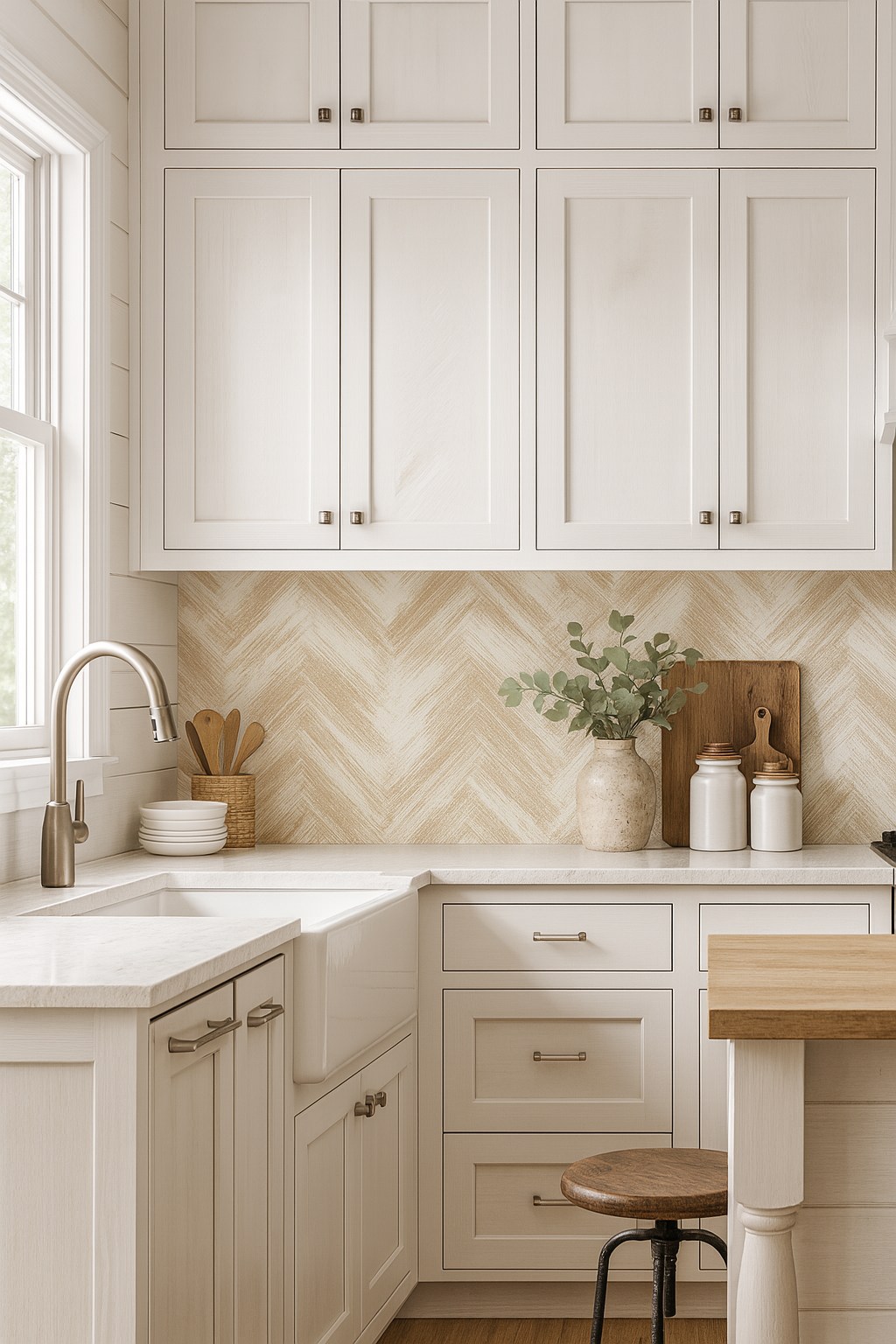 Bone Dust Chevron Wallpaper – Canvas & Ivy
