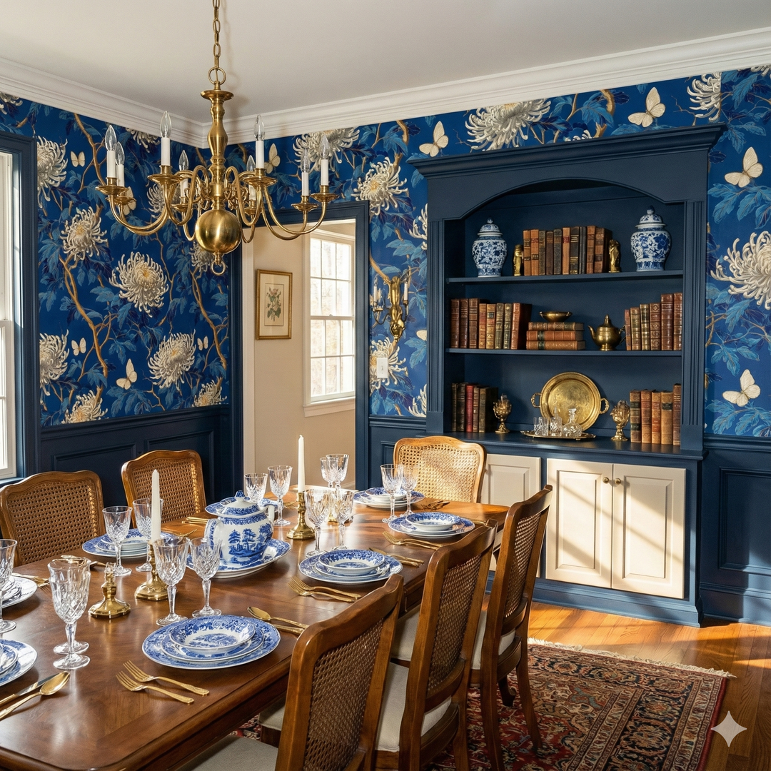 Blue Parliament Wallpaper – Canvas & Ivy